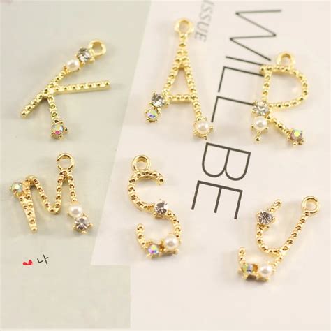 10pc Fashion 26 Letters Enamel Alloy Alphabet Pendant For Necklace ABC
