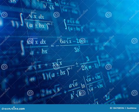 Math Concept Mathematical Formulas On Blue Background Stock