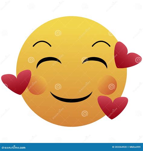 Emoji With Hearts In Love Face Emoticon Face With Smiling Eyes Rosy Cheeks And Three