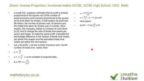 direct inverse proportion functional maths igcse gcse high school math youtube