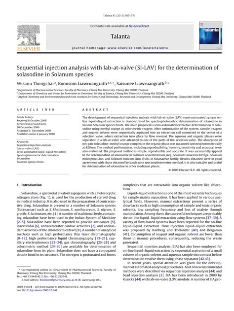 pdf sequential injection analysis with lab at valve si lav for the determination of