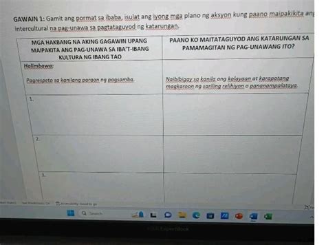 GAWAIN 1 Gamit Ang Pormat Sa Ibaba Isulat Ang Iyong Mga Plano Ng