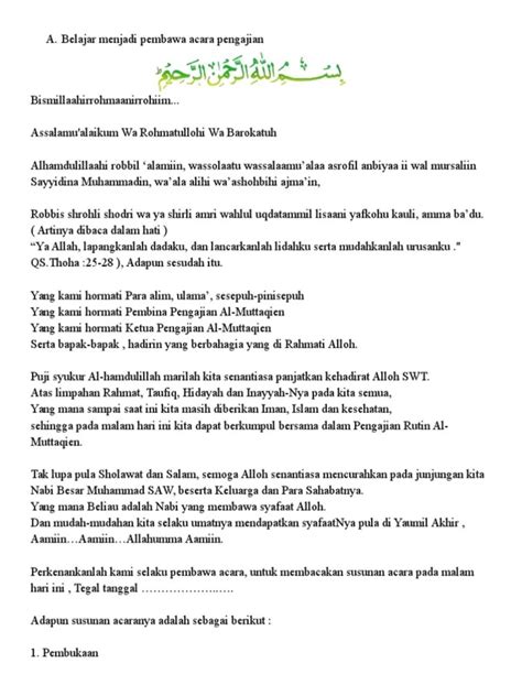 11 Contoh Teks MC Pengajian Berbagai Tema Dari Awal Sampai Akhir