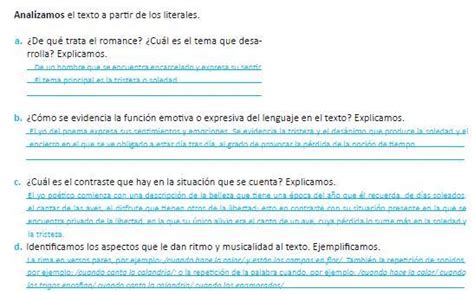 Analizamos El Texto De Los Literales A De Que Trata El Romance Cual