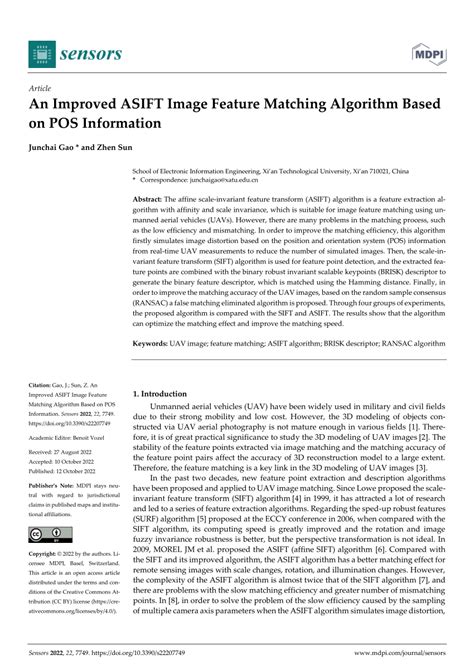 pdf an improved asift image feature matching algorithm based on pos information