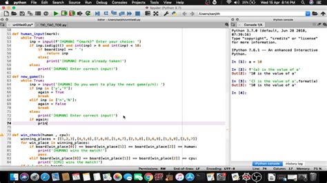 tic tac toe game using python human vs computer easy level part ii python tutorials