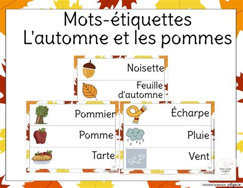 Mots Tiquettes L Automne Et Les Pommes Nd Grade St Grade
