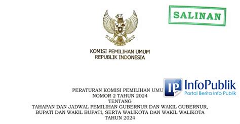 InfoPublik KPU RI Terbitkan PKPU Pilkada 2024 Ini Jadwal Dan Tahapannya