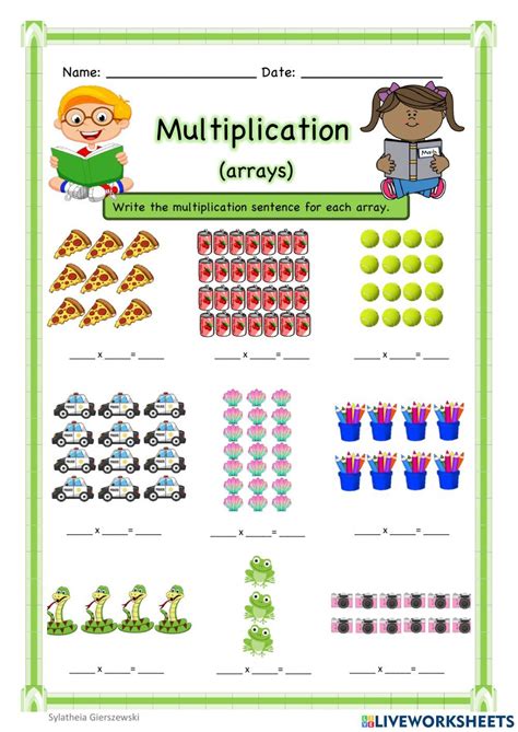 Multiplication Arrays Interactive Worksheet Multiplication