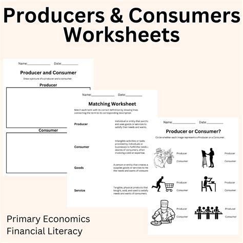 Producers And Consumers Worksheets Primary Economics Financial