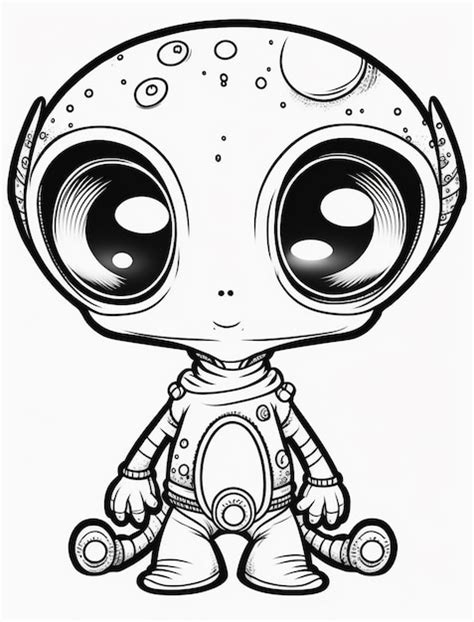 Un Extraterrestre De Dibujos Animados Con Grandes Ojos Y Un Traje