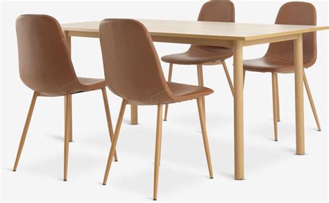 ALSTED L160 Tafel Eiken 4 JONSTRUP Stoelen Cognac Eiken JYSK