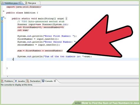 how to find the sum of two numbers in java 3 steps