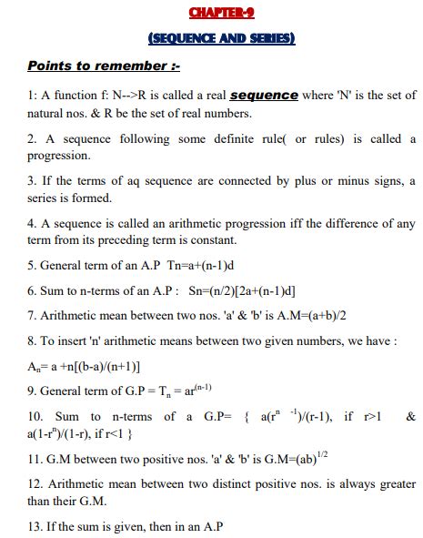 cbse class 11 mathematics sequence and series formulas and questions
