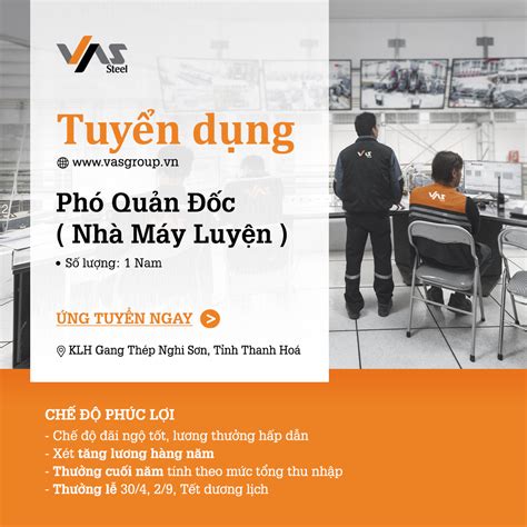 Tuyển Dụng Phó quản đốc Nhà máy luyện VAS Group