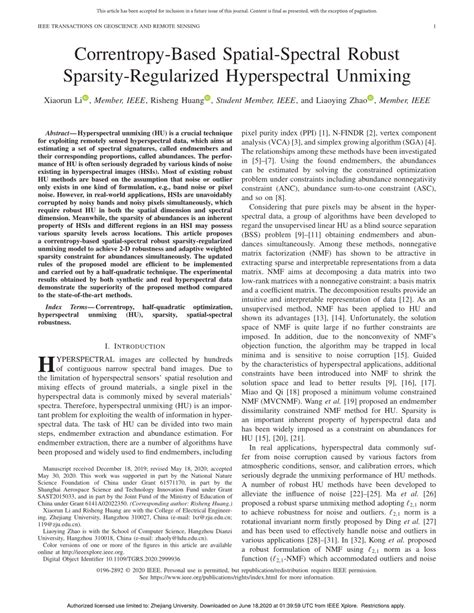 pdf correntropy based spatial spectral robust sparsity regularized hyperspectral unmixing