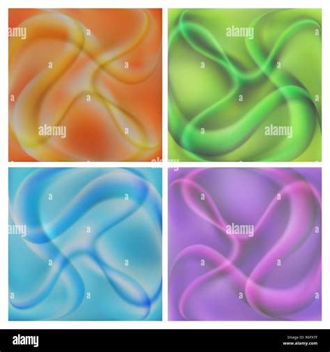 Set Of Abstract Colorful Smooth And Blurred Curved Lines Backgrounds