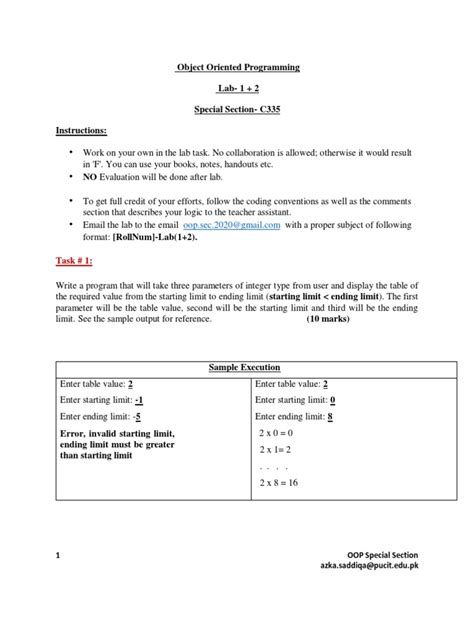 object oriented programming lab 1 2 special section c335 instructions pdf method