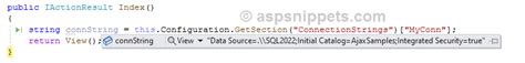 net core 6 read connection string from appsettingsjson file