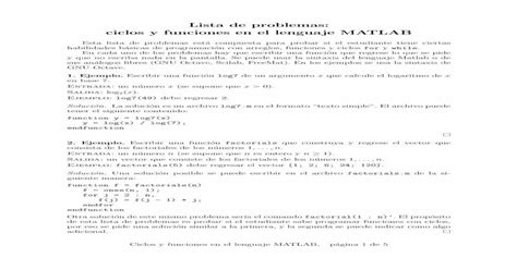 lista de problemas matlab