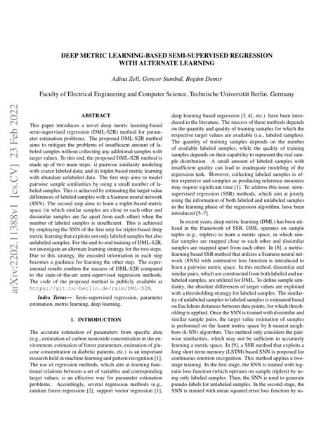 pdf deep metric learning based semi supervised regression with alternate learning