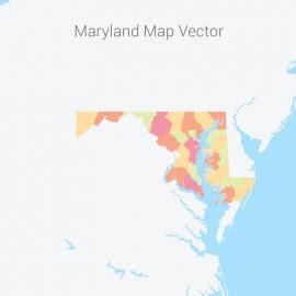 Freepiker Maryland Map Colorful Vector Design