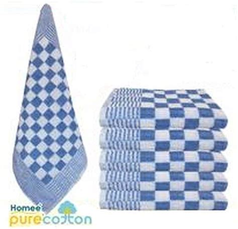 keukendoek geblokt licht blauw wit 50x50 cm 100 katoen badstof 450g m²
