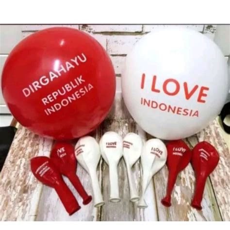 Jual BALON PESTA DIRGAHAYU AGUSTUS BALON LATEX BALON MERAH PUTIH