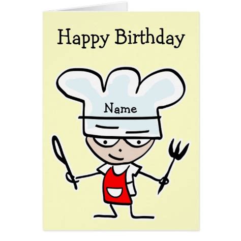 Birthday Card For Chef Or Cook Cooking Theme Zazzle