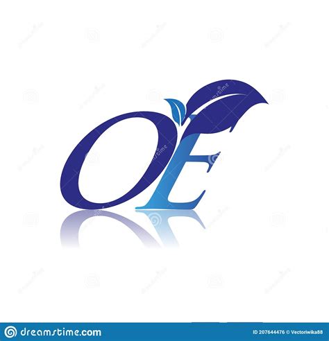 Letra Inicial Oe Logotipo Folha Azul Natureza E Logotipo Ambiental