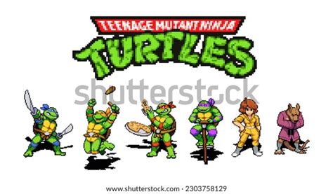 Set Characters Victory Pose Teenage Mutant Stock Vector Royalty Free