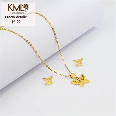 SET DORADO MARIPOSA TATI KML ACCESORIOS