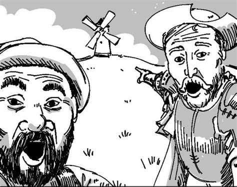 Don Quijote And Sancho Panza Pointing At The Windmill Two Soyjaks