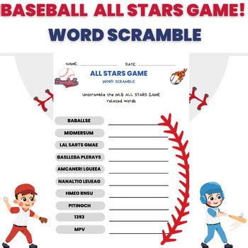 BASEBALL Word Scramble By Creative Verse Education TPT