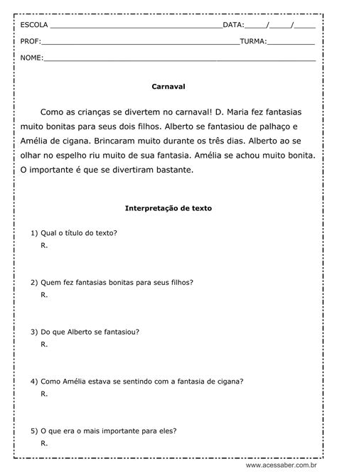 Texto E Interpreta O Para O Ano Texto Exemplo
