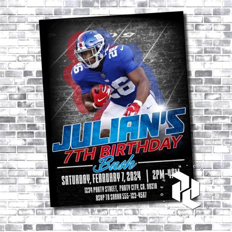 Saquon Barkley Invitation New York Giants Giants Invitation Card Saquon