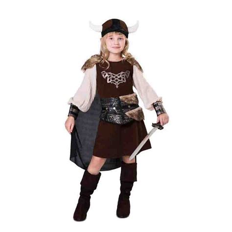 Disfraz de Vikinga Marrón para niña