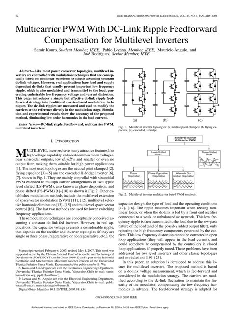 pdf multicarrier pwm with dc link ripple feedforward compensation for multilevel inverters