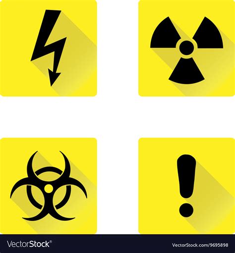 Set Of Black Warning Signs On The Yellow Vector Image