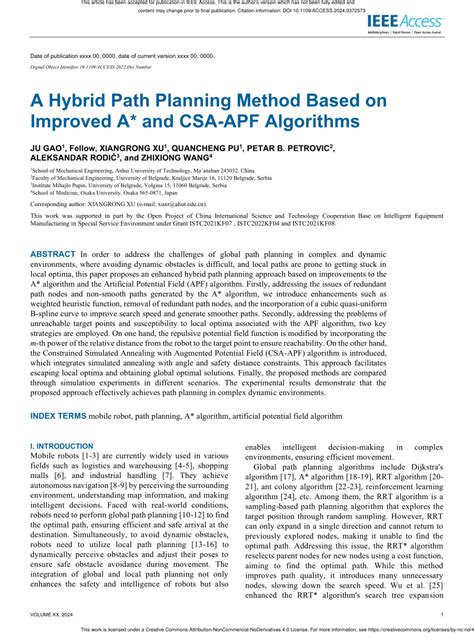pdf a hybrid path planning method based on improved a and csa apf algorithms