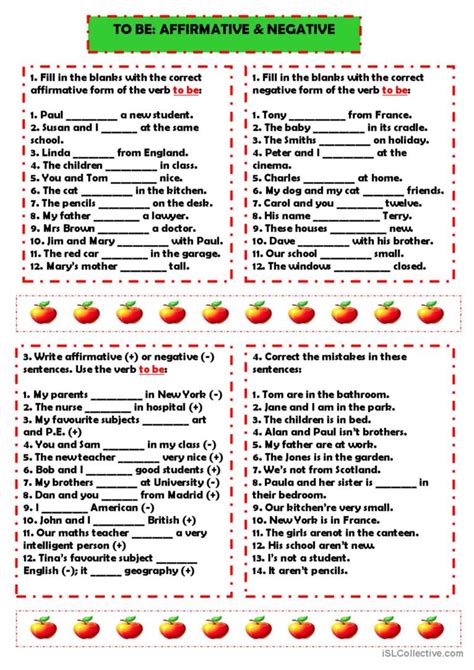 To Be Affirmative Negative English Esl Worksheets Pdf Doc