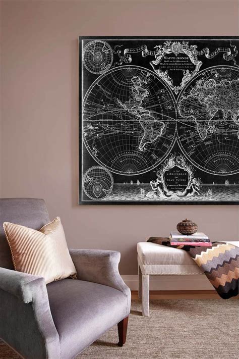 Old World Map Black Map Wall Art Historic Map Antique Style Map
