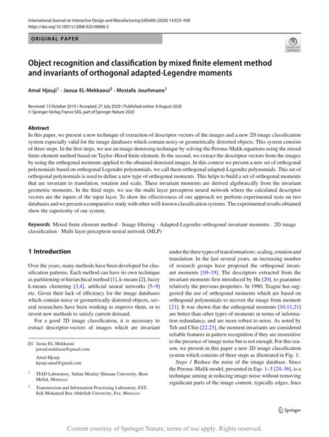 object recognition and classification by mixed finite element method and invariants of