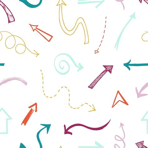 Patrón de flechas dibujadas a mano textura transparente con garabato