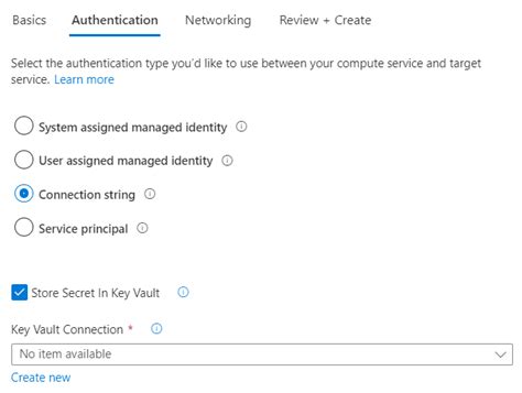 manage authentication in service connector microsoft learn