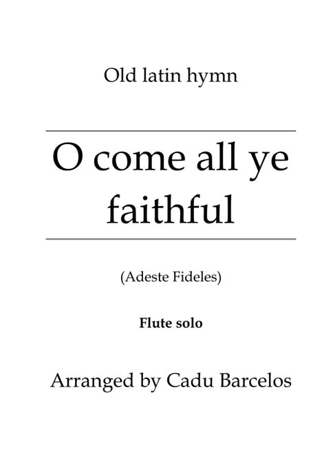 O Come All Ye Faithful Adeste Fideles Flute Solo Traditional Arr