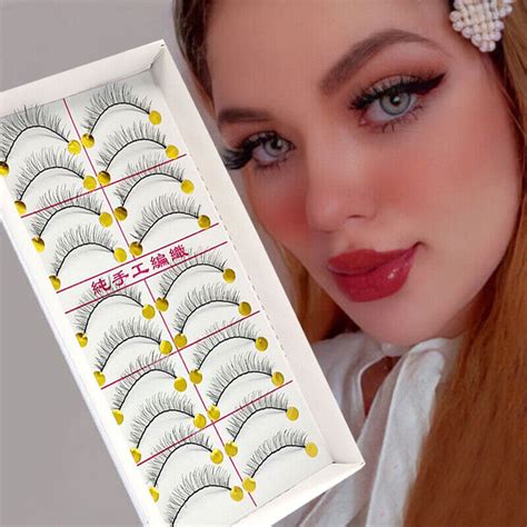 Pairs Natural Long Cross False Eyelashes Makeup Fake Thick Black Eye