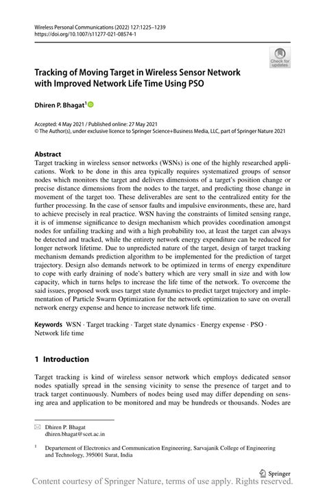 tracking of moving target in wireless sensor network with improved network life time using pso