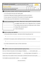 Evaluation Pronom CE2 Bilan et controle corrigé pdf à imprimer