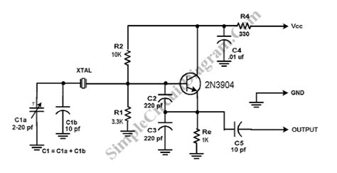 Colpitts Crystal Oscillator Simple Circuit Diagram